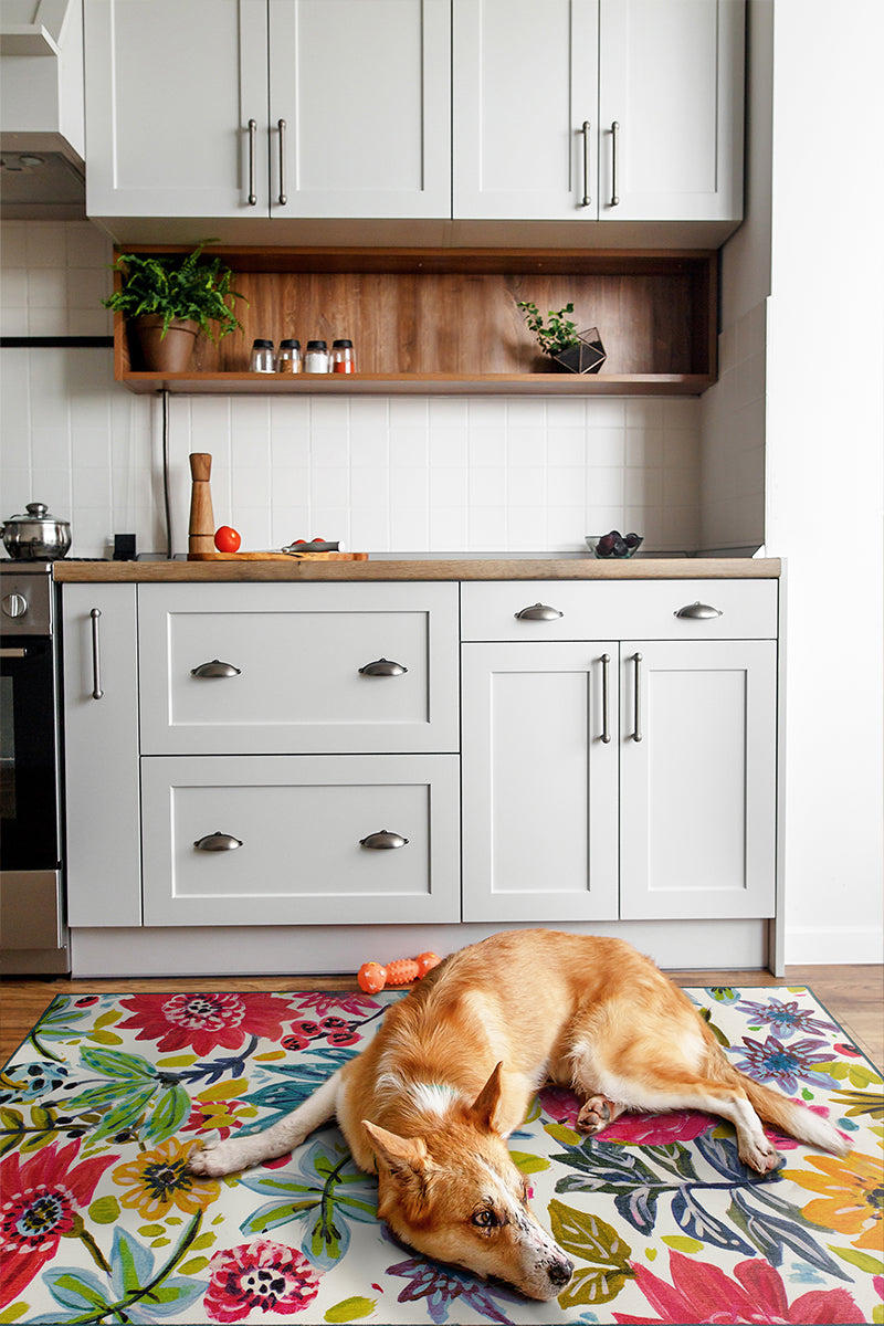 Floral Bloom Multicolor Washable Rug – My Magic Carpet | Washable Rugs