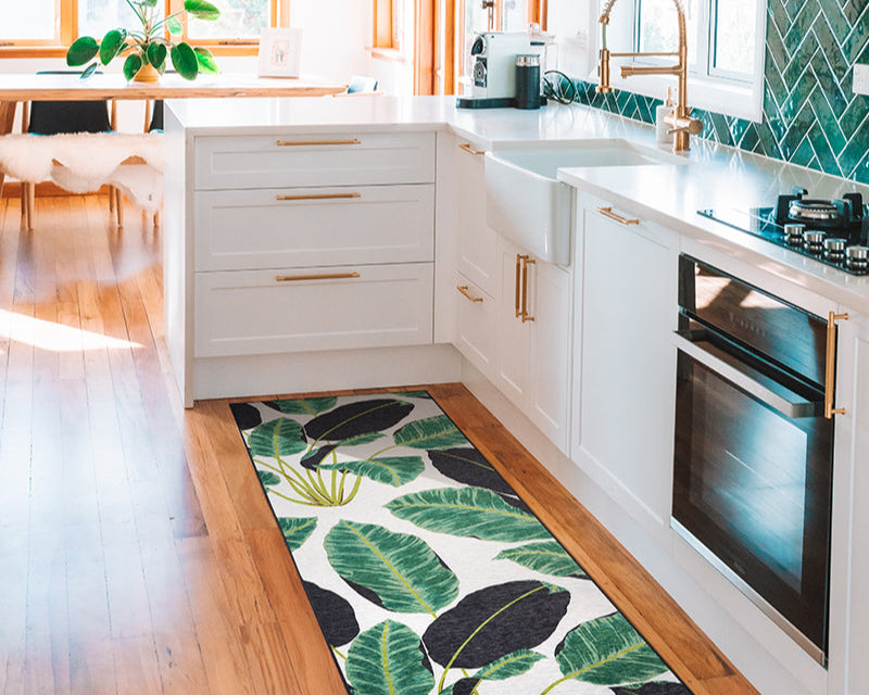 Hojas Rainforest Emerald Washable Rug | My Magic Carpet