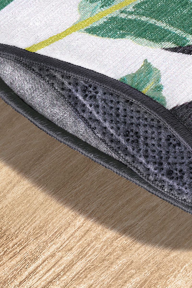 Hojas Rainforest Emerald Washable Rug – My Magic Carpet | Washable Rugs