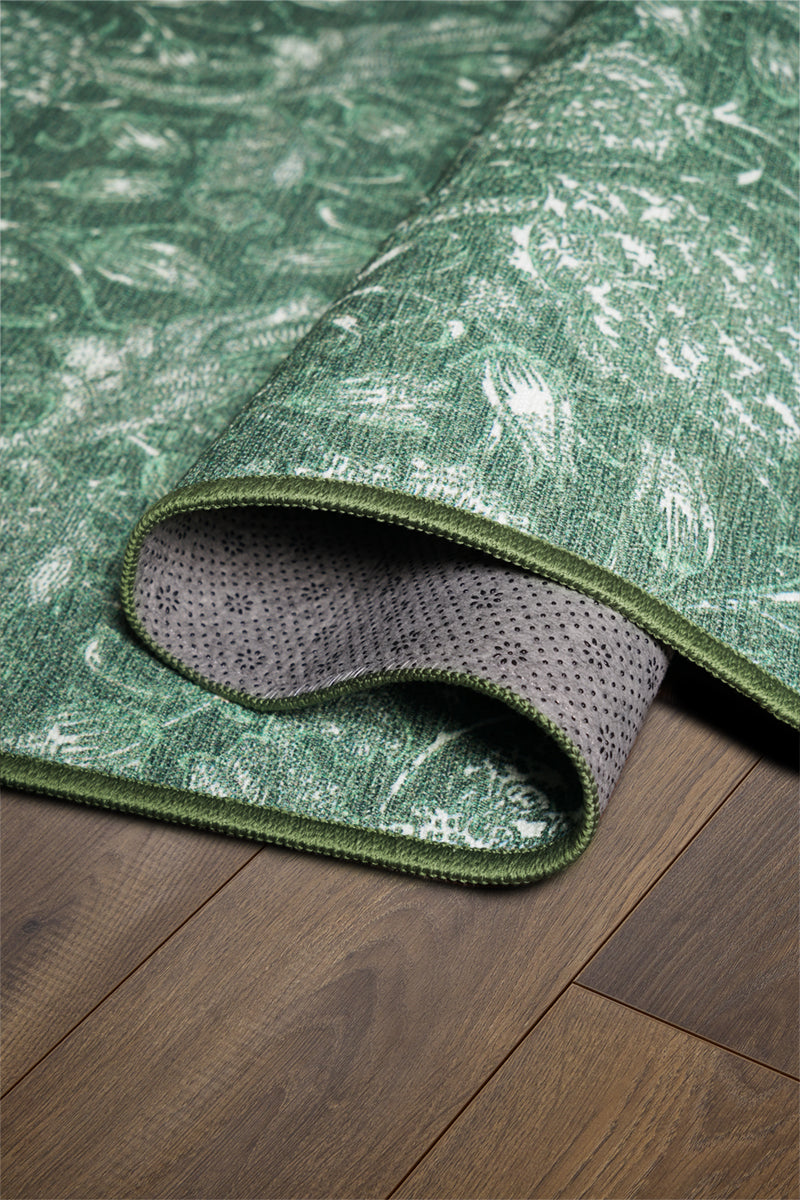 Kalini Floral Green Washable Rug – My Magic Carpet | Washable Rugs