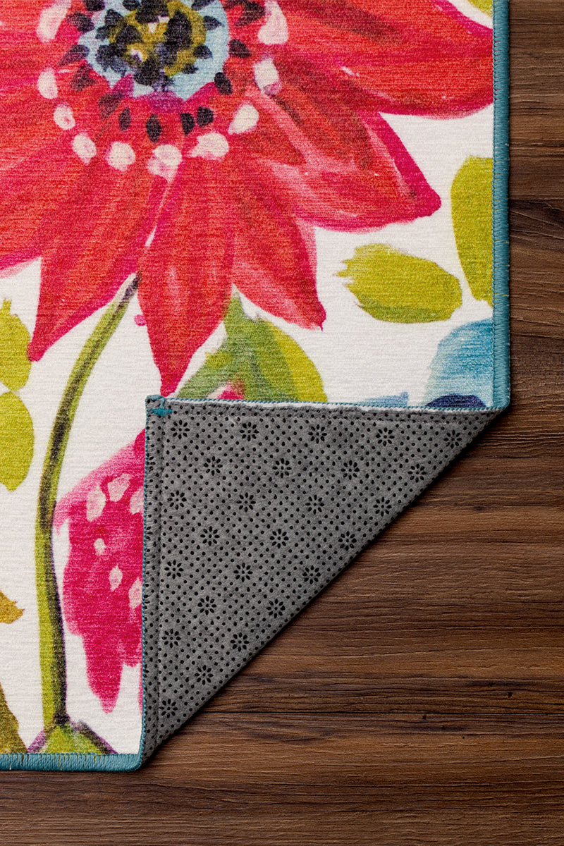 Floral Bloom Multicolor Washable Rug – My Magic Carpet | Washable Rugs