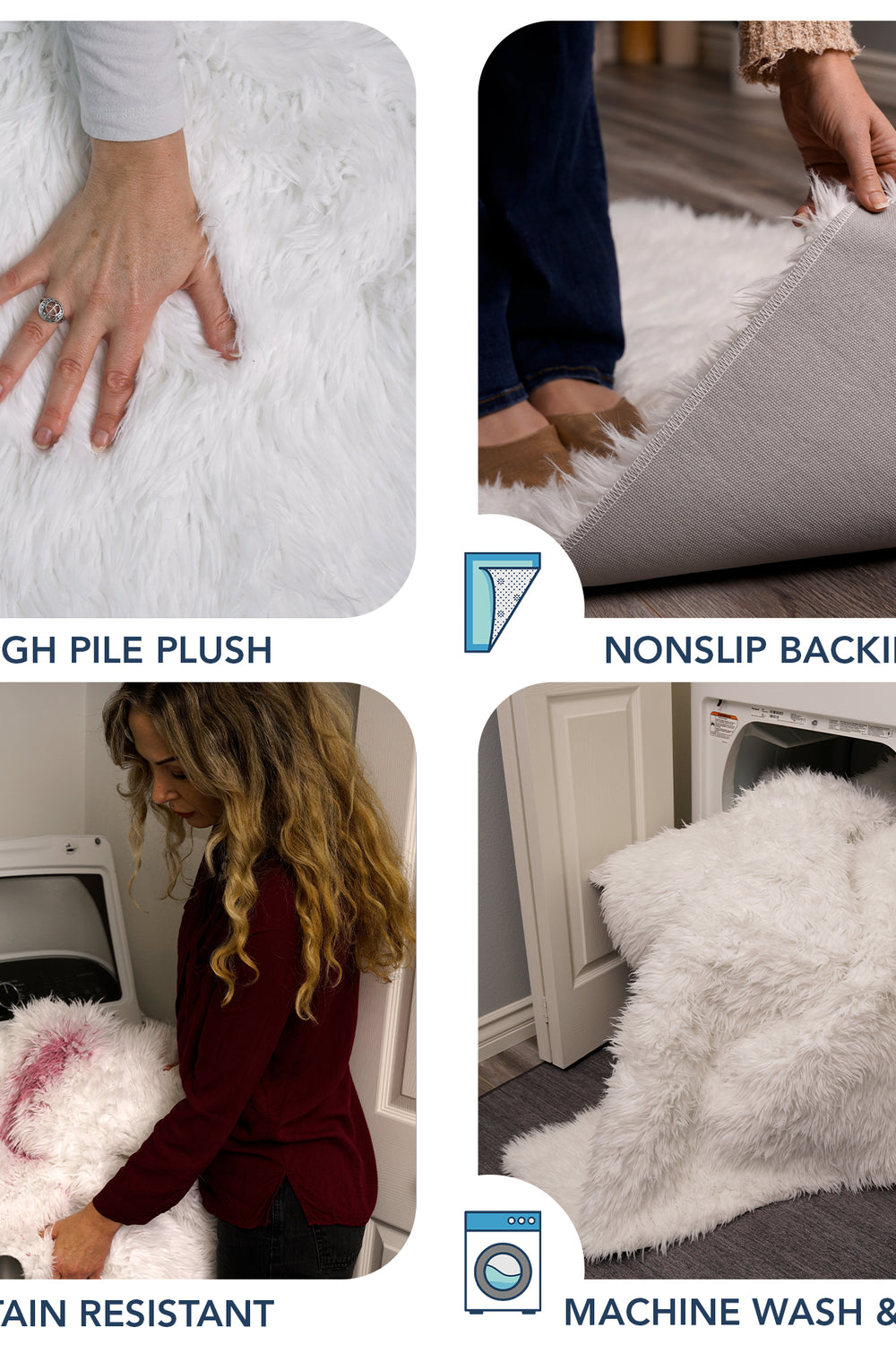 Shop Soft Shaggy White Rugs - Easy to Clean – My Magic Carpet ...